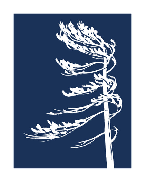 Franklin Island Windswept Hand-Screened Tree Poster in Marine Blue – 18 ...