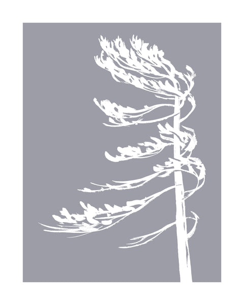 Franklin Island Windswept Hand-Screened Tree Poster in Warm Grey – 18 ...